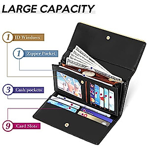 YOUBDM Trifold Quilted Wallet For Women Large Capacity Leather Wallet Long Clutch Ladies Credit Card Holder Checkbook Organizer Coin Purse