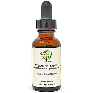 MOUNTAIN TOP 20% Vitamin C Serum with Hyaluronic Acid, Witch Hazel, Vitamin E and Argan Oil for Reduces Appearance of Dark Spots, Acne, Wrinkles for Men & Women