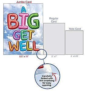 NobleWorks - Jumbo Get Well Greeting Card (8.5 x 11 Inch) - Beautiful Feel Better Soon, Group Notecard (Not 3D or Raised) - Inflated Messages From Us J5651FGWG-US