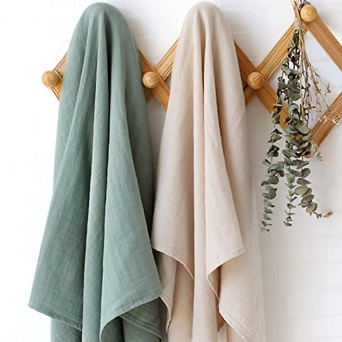 LifeTree Baby Swaddle Blankets, Muslin Swaddle Blankets Boys Girls Baby Muslin Swaddling Wrap Receiving Blanket Neutral for Newborn, Organic Cotton, Large 47 x 47 inches, Solid Color, 2 Pack