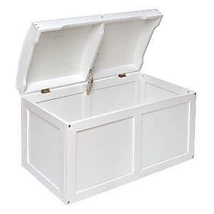 Badger Basket Hardwood Safety Hinge Barrel Top Toy Storage Chest, White (01335)