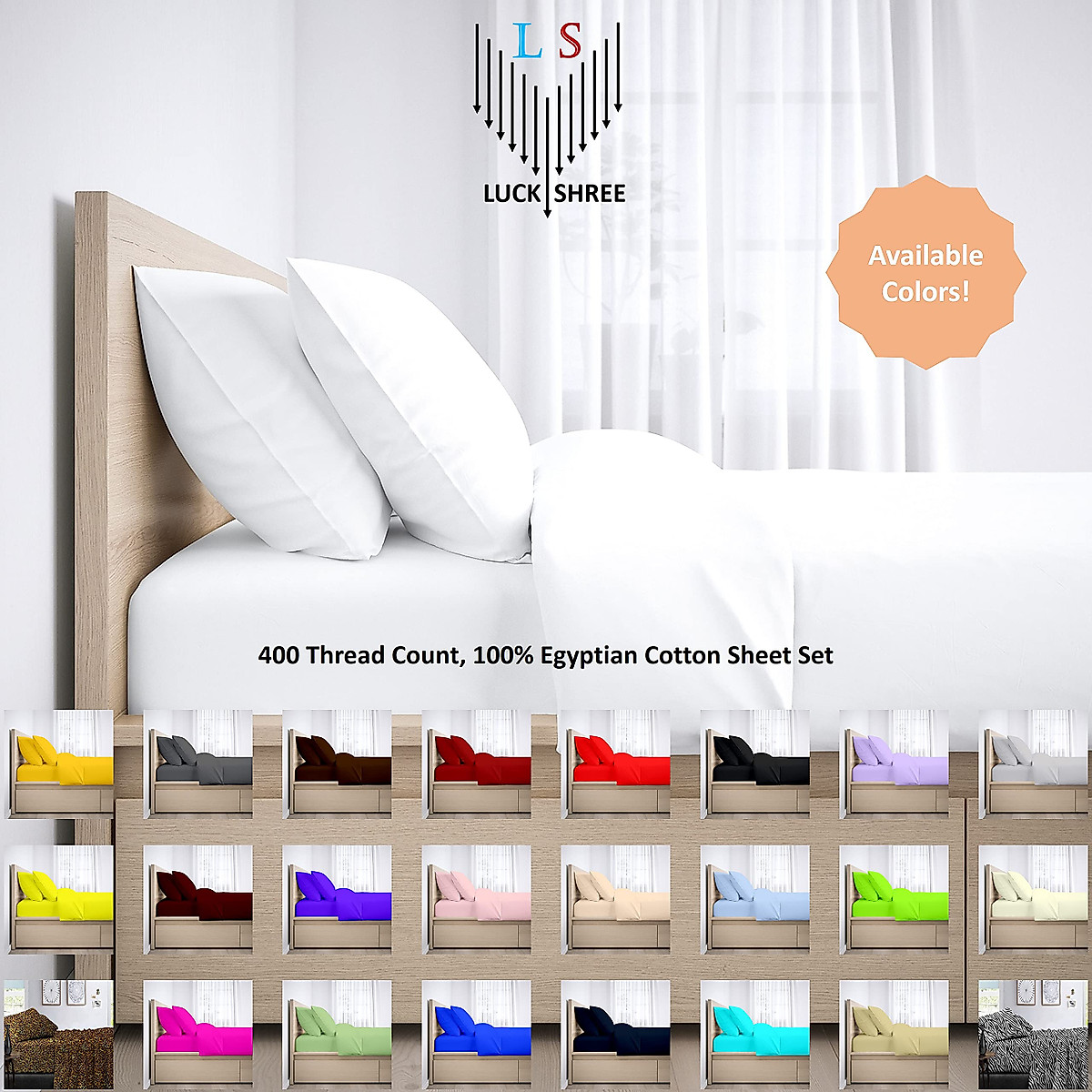 400 Thread Count Pure 100% Egyptian Cotton Sheet Set, Twin Size Bedsheet, 19 Inch Deep Pockets of Fitted Sheet - 4 Piece Soft Breathable Sateen Weave Hotel Bedding 400-TC - Chocolate Solid