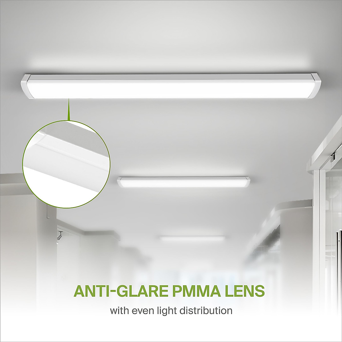 ASD 4ft LED Wraparound Light Fixture - 32-48W 5583LM LED Shop Lights for Garage & Office - 3500K-5000K Adjustable Dimmable Wrap LED Flush Mount Ceiling Light Kitchen & Workshop - UL DLC