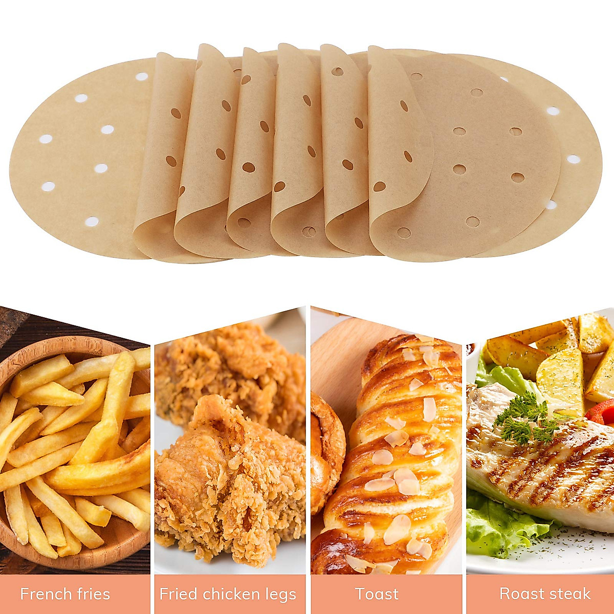 Beasea Air Fryer Round Liners 6 Inch, 200pcs Parchment Paper Unbleached Filter Paper Perforated Parchment Paper Bamboo Steamer Papers for Air Fryer and Steaming Basket