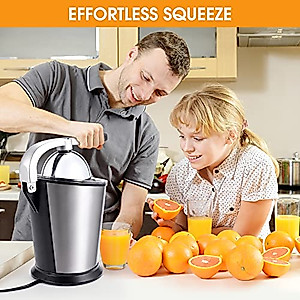 ChefVille CJ02 Electric Citrus Juicer, Electric Orange Juicer Squeezer with 2 Cones for Easy Use, Large Capacity Juice Container for the Whole Family, Party, Commercial Use, exprimidor de naranjas electrico