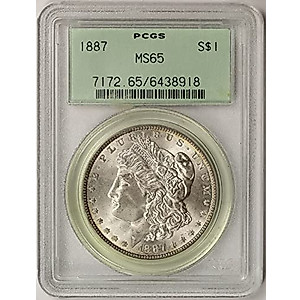 1887-P MS65 Morgan Silver Dollar Graded by PCGS