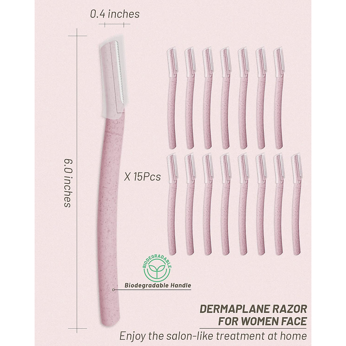 Dermaplane Razor for Women Face, 15 Pcs Microblade Eyebrow Razors, Multipurpose Dermaplaning Tool for Face, Face shavers for Women and Men (Pink)
