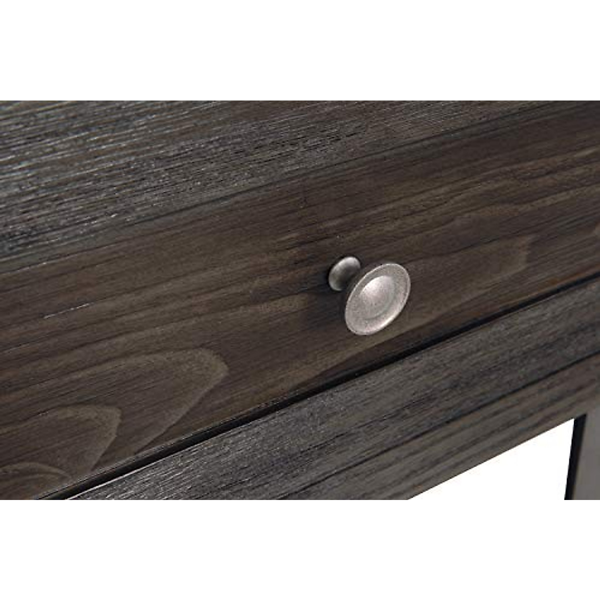 Signature Design by Ashley Todoe Industrial Square End Table with 1 Drawer, 2 Outlets and 2 USB Charging Ports, Dark Gray with Weathered Pine Finish