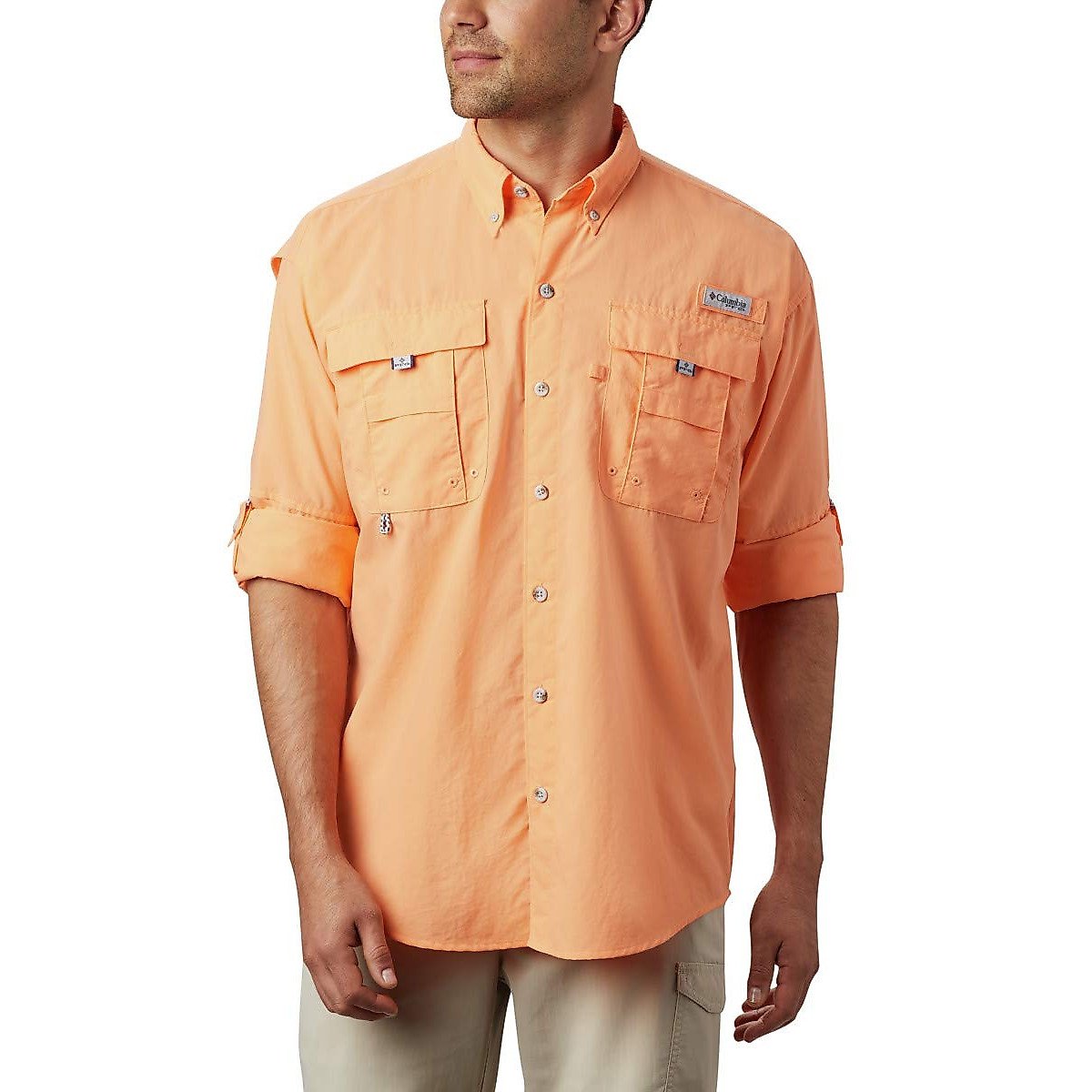 Columbia Men's Standard Bahama II Long Sleeve Shirt, Bright Nectar, Large