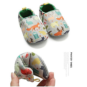 Timatego Toddler Baby Boys Girls Shoes Non Skid Slipper Sneaker Moccasins Infant First Walker House Walking Crib Shoes(6-24 Months) Baby Shoes 12-18 Months Toddler, 01 Grey Fox