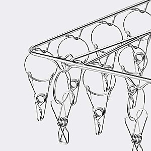 Tosnail 2 Pack Stainless Steel Clip and Drip Hangers Clothes Drying Rack Laundry Accessories - Total 66 Clips