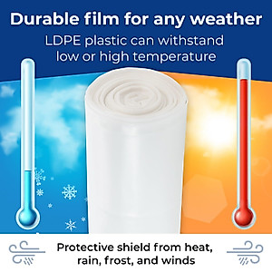 IDL Packaging Clear 4 mil Plastic Sheeting for Painting, 4' x 50' (200 sq. ft.) LDPE Film Roll - Heavy-Duty Thick Polyethylene for Painting, Construction, Home Use - Drop Cloth & Vapor Barrier