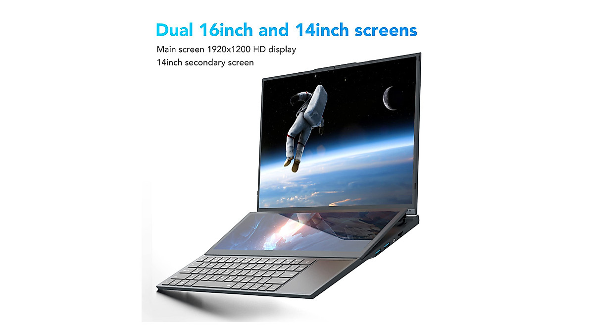 16in 14in Dual Screen Laptop for Win11,14in Full HD Touch Secondary ...