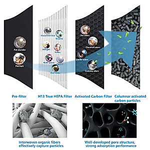 Rioche Premium H13 HEPA-Odor Replacement Air Filters, Compatible with Alen BreatheSmart 45i or Flex Air Purifier, Compare to Part NO. B4-Fresh (Old Part Number FL40), 1 HEPA&1 Carbon Pre-filter