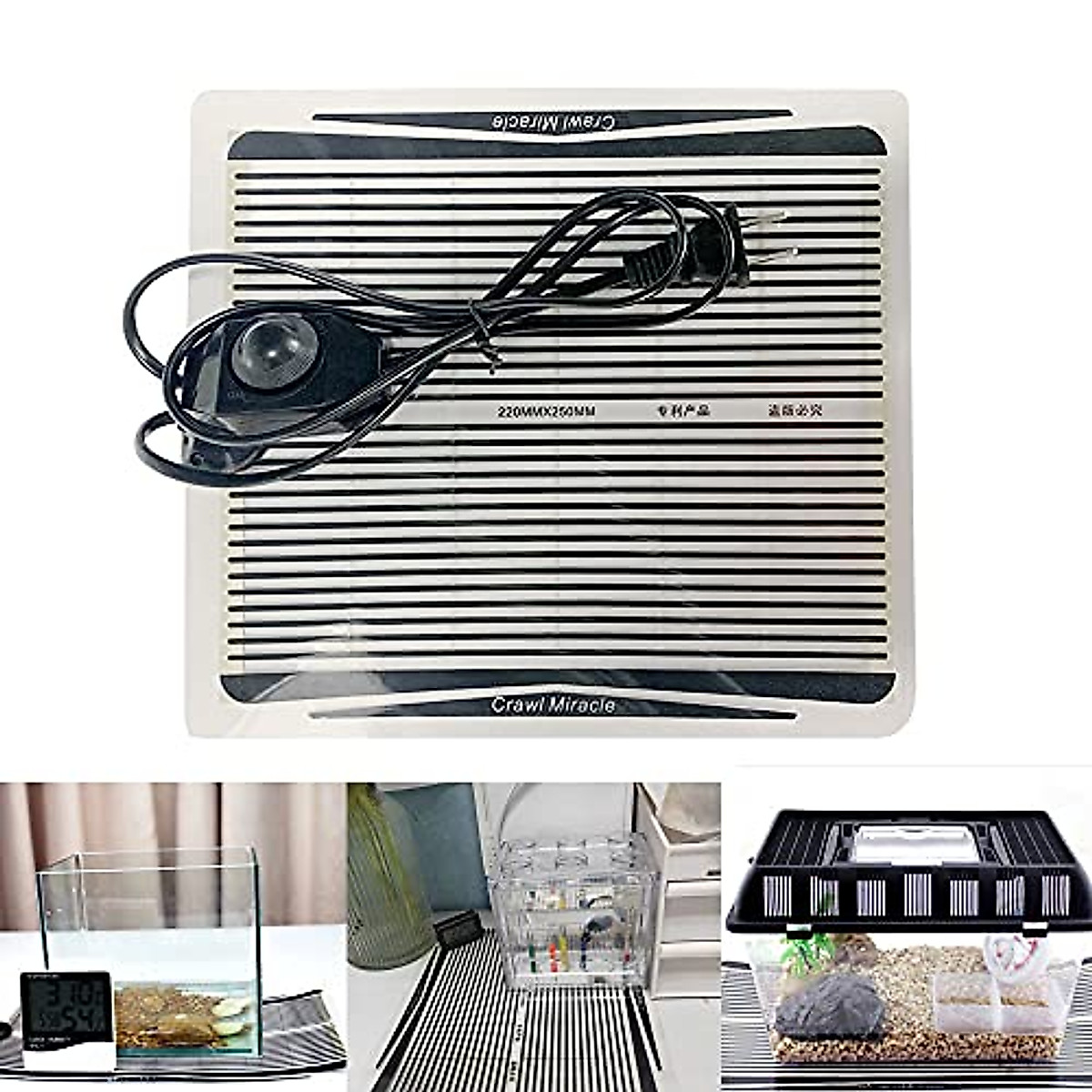 APlayfulBee Reptile Heat Pad, Adjustable Temperature Control Lizard Terrarium Heating Mat for Small Animals Snake Turtle Bearded Dragon Gecko and Plant (15W)