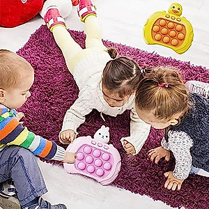 Pocket Game for Kid, Quick Push Bubble Competitive Game Console Series,2 Pcs Children's Decompression Breakthrough Puzzle Game Machine, Cool Pocket Game Kids, Mini Portable (Duck+Bear)