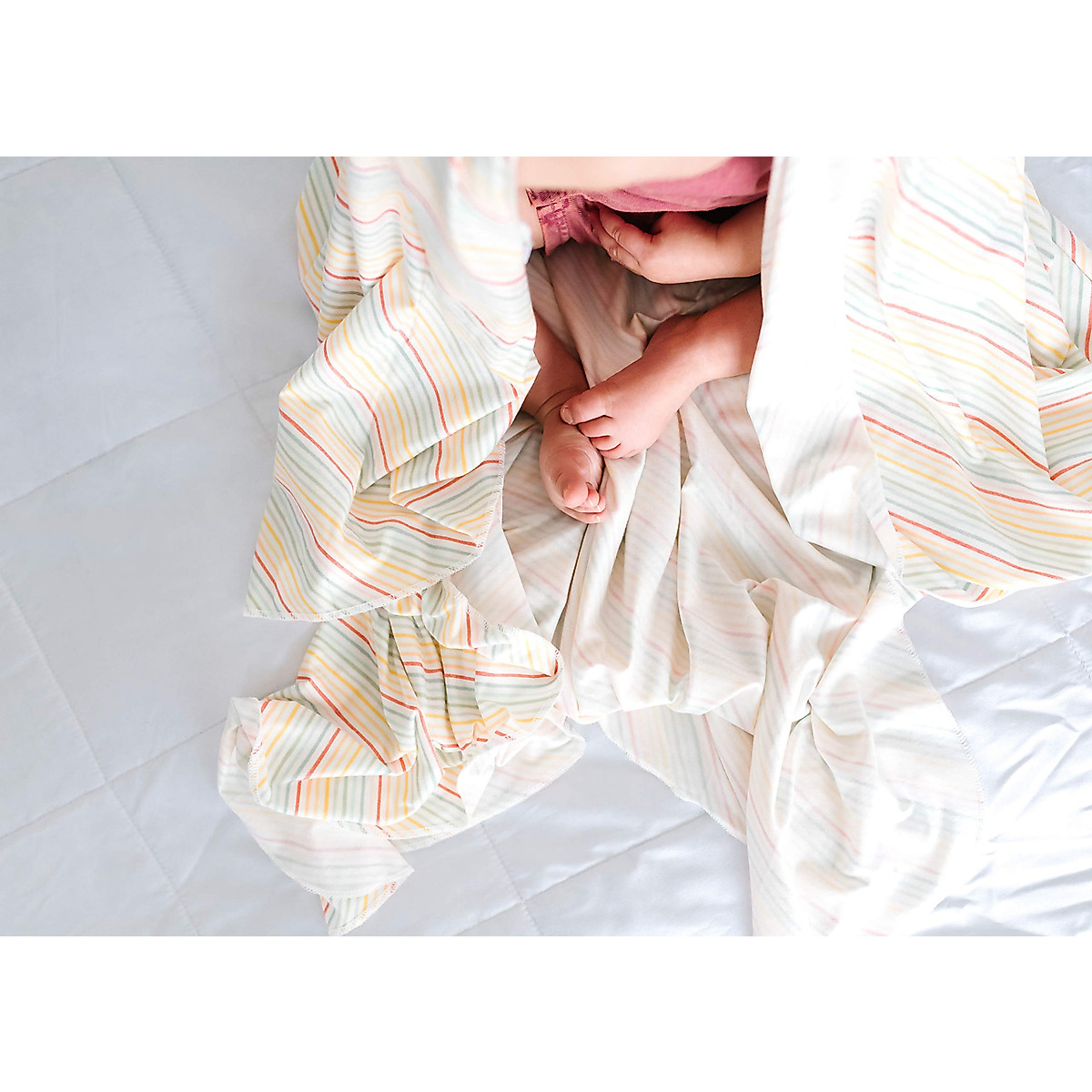 Large Premium Knit Baby Swaddle Receiving Blanket "Rainee" by Copper Pearl