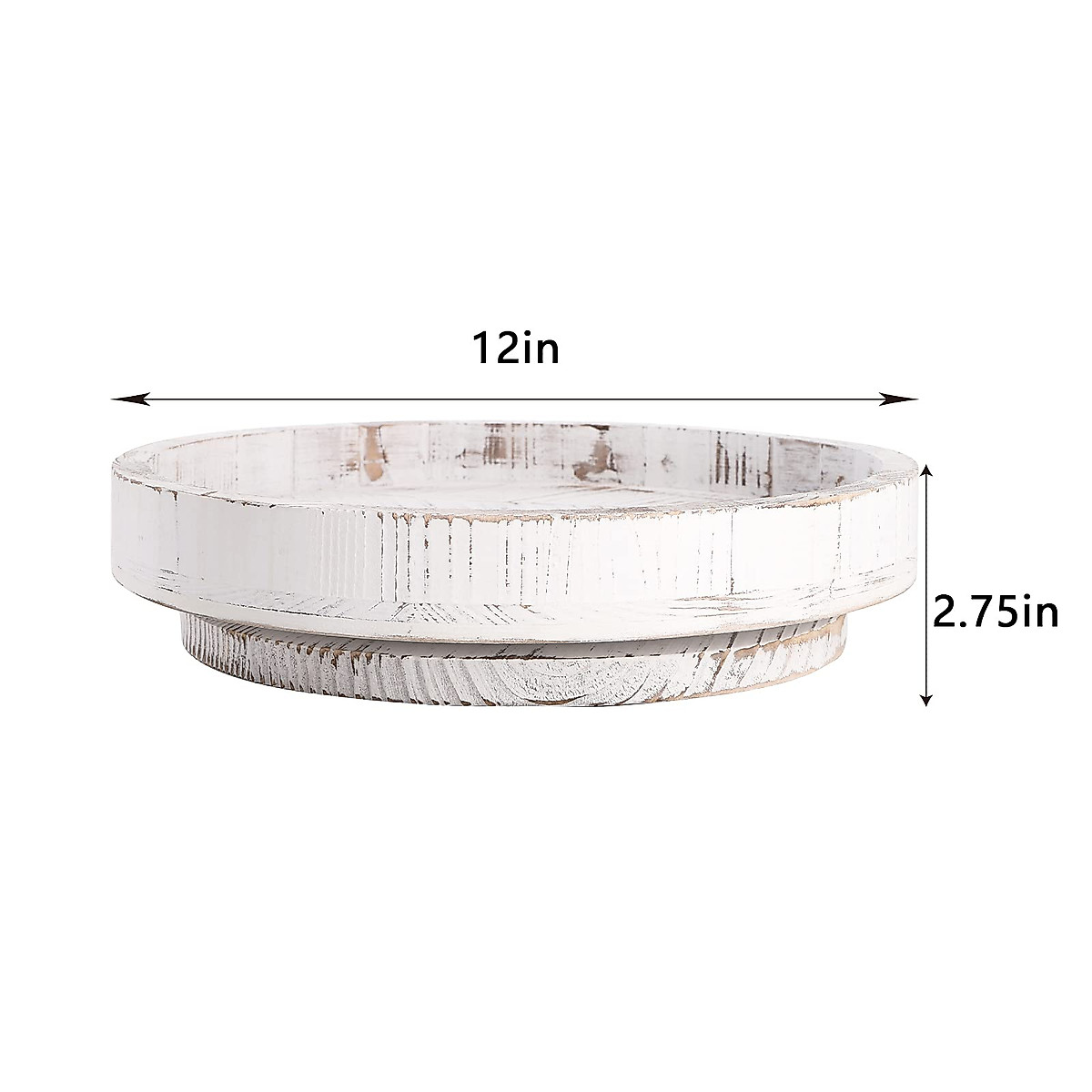 TOPZEA 12 Inch Lazy Susan Turntable Wood, Rotating Rustic Farmhouse Turntable Tray, Round Spanning Display Serving Tray Spice Rack Cabinet Organizer Dining Table Centerpiece for Snacks, Spices, Wine