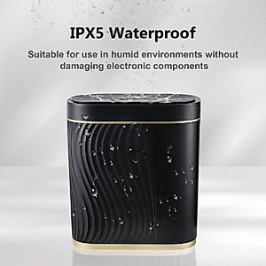 SYNCVIBE Bathroom Small Trash Can 2 Gallon Black Sensor Garbage Can with Lid, Plastic Automatic Trash Bin, Slim Motion Sensor Trash Can, Waterproof Smart Waste Bin for Living Room, Office, Bedroom