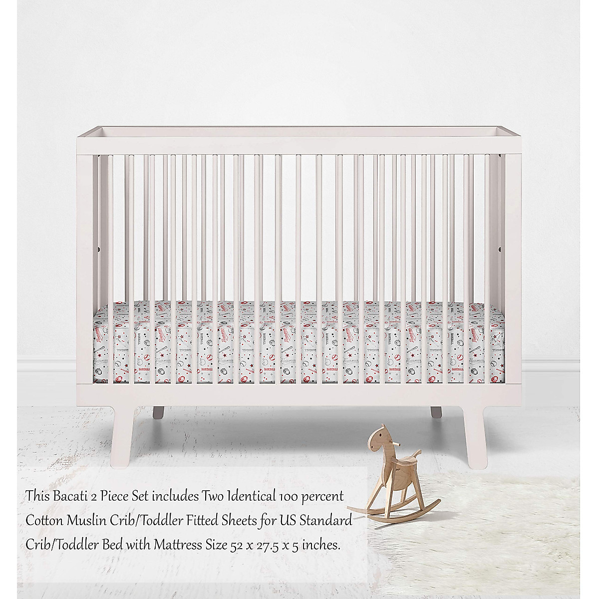 Bacati Muslin 2 Piece Crib Sheets, Basketball/Orange/Grey