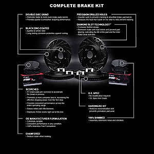 R1 Concepts Front Rear Brakes and Rotors Kit |Front Rear Brake Pads| Brake Rotors and Pads| Optimum OEp Brake Pads and Rotors| Hardware Kit|fits 2004-2011 Mitsubishi Endeavor, Grandis