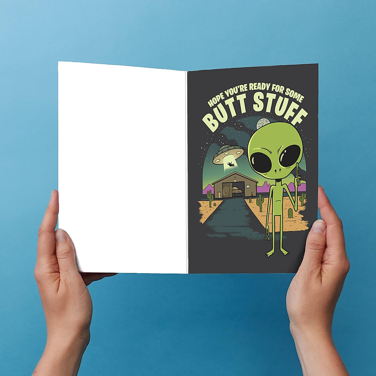 Crazy Dog T-Shirts Area 51 Birthday Card Funny Alien Butt Stuff UFO Flying Saucer Card Birthday Funny Space Area 51 1 Pack