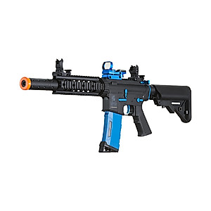 Lancer Tactical Gen 2 M4 SD Blue Carbine Combo Airsoft AEG Rifle with Red Dot Sight (9.6v Nimh Battery, Charger, 1000 Rounds 0.20g BBS Included)