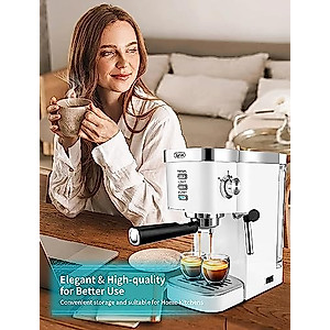 Gevi Espresso Machines 20 Bar Fast Heating Commercial Automatic Cappuccino Coffee Maker with Foaming Milk Frother Wand for Espresso, Latte Macchiato, 1.2L Removable Water Tank