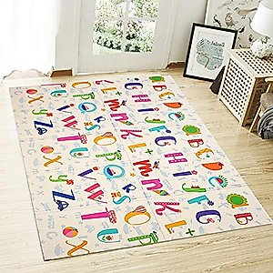 New Upgrade Extra Large Baby Play Mat Foldable Reversible Non Toxic Foam Crawl Playmat Waterproof Kids Baby Toddler Outdoor or Indoor Use(0.4/0.6in)