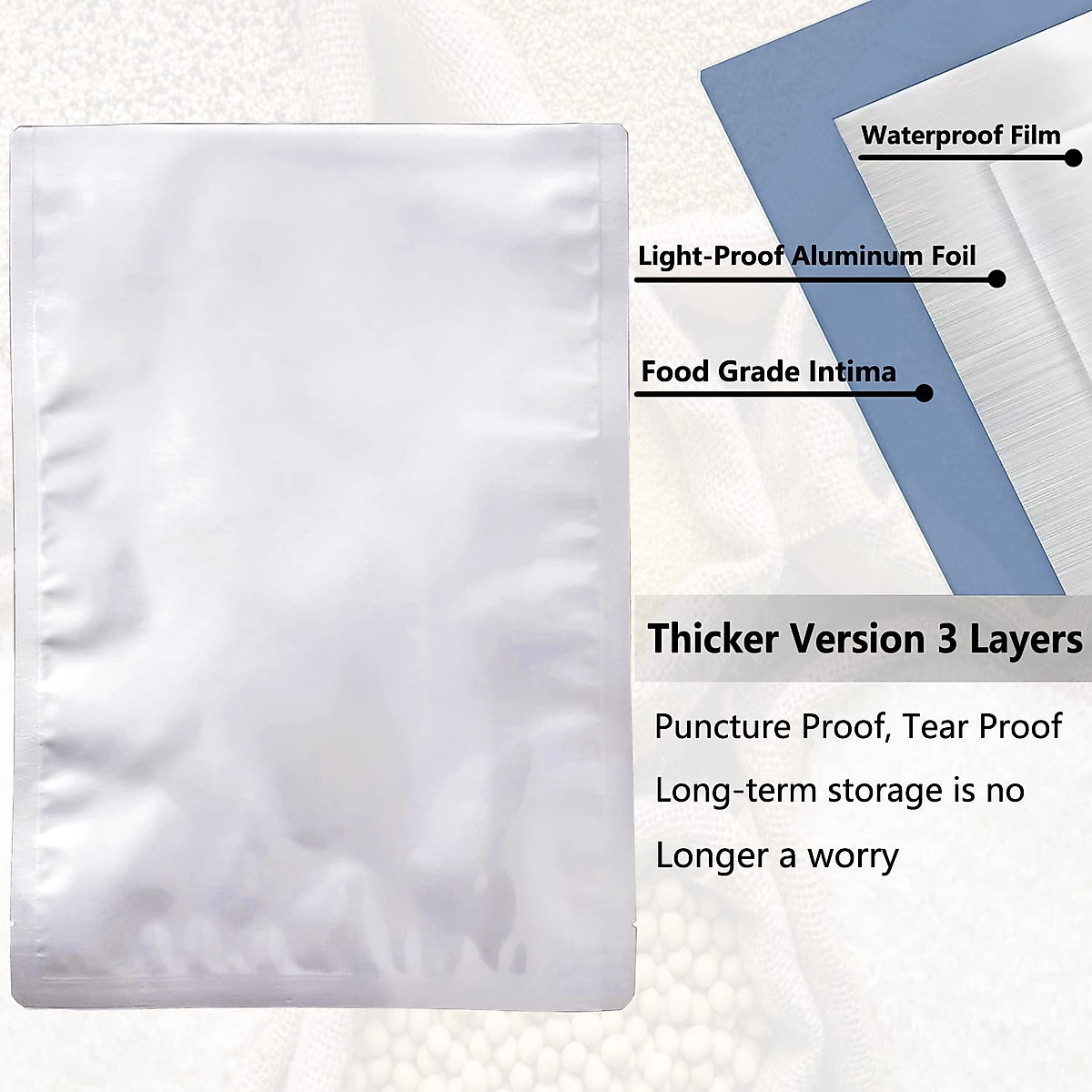 100 PCS 1Gallon Mylar Bags For Food Storage, Mylar Bags With Oxygen Absorbers - 300CC×100, Large Aluminum Mylar Bags - 15"x10"