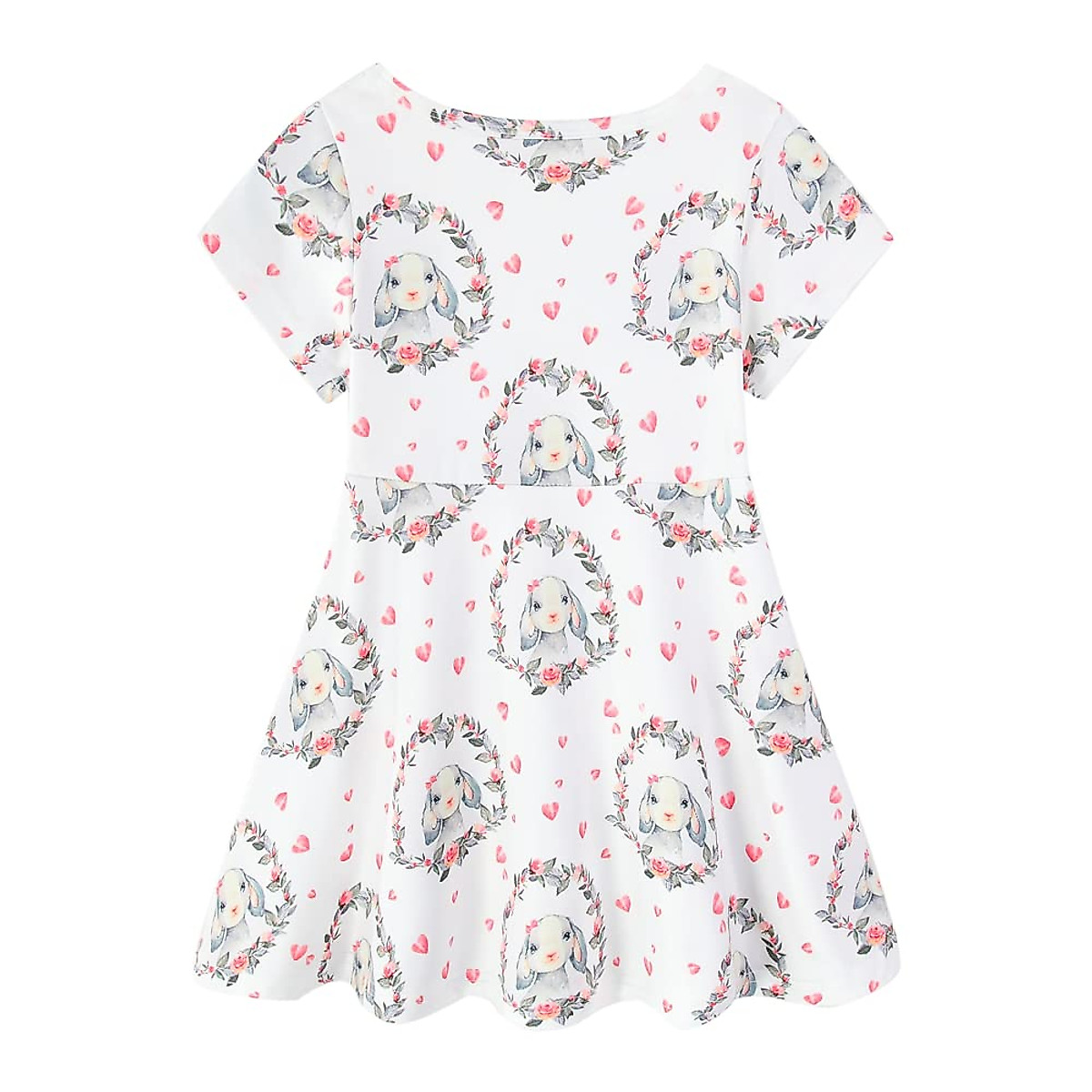 Mud Kingdom Toddler Girls Dress Easter Day Cute Bunny Summer White 4T