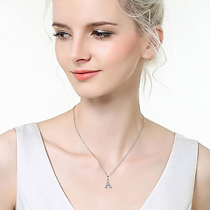 CTIEIP Sterling Silver Natural Diamond Initial Letter C Pendant Necklace for Women Diamond Alphabet A-Z Necklace 14-22 Inch