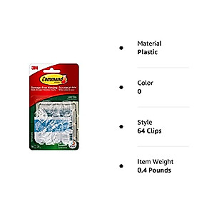 Command Outdoor Light Clips, Damage Free Hanging Outdoor Light Clips with Adhesive Strips, No Tools Wall Clips for Hanging Outdoor Lights and Cables, 16 Clear Clips and 20 Command Strips (Pack of 4)