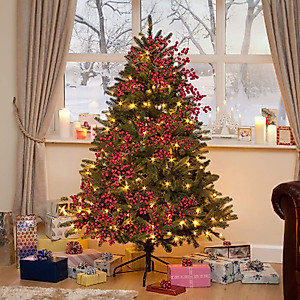 Artiflr Red Berry Garland, 6FT Flexible Artificial Red and Burgundy Berry Christmas Garland for Indoor Outdoor Home Fireplace Decoration for Winter Holiday New Year Decor