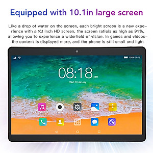 Yoidesu 10.1in 12 Tablet, 6GB RAM 128GB ROM 10 Cores HD Tab, 1960x1080 IPS Display, Dual SIM 5G WiFi Calling 5.0 Tablet PC, 8800mAh Battery Life, 2MP 5MP Dual Cam