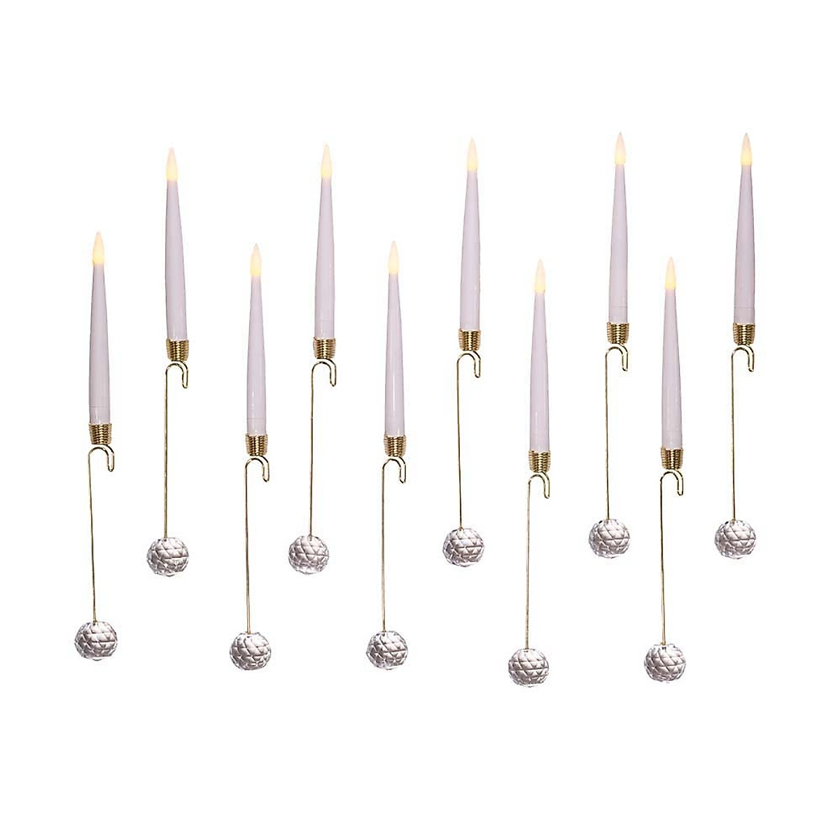 Kurt S. Adler Inch Candle with Faceted Glass Weight Remote Control, 10-Piece Novelty Light Set, Multi, Count