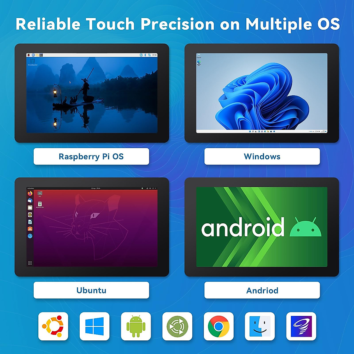 SunFounder Latest 10 Inch DIY Touch Screen for Raspberry Pi 5, IPS HD 1280x800 LCD, HDMI, DC 12V/5A, Output 5V/5A, 10-Point Touch, No Driver, Dual Speakers, 16:10, Compatible with RPi 5/4/3/Zero 2W