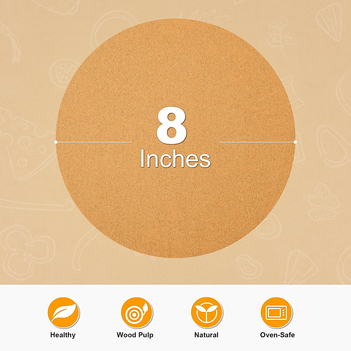 SMARTAKE 200 Pcs Unbleached Parchment Paper Baking Sheets Round, 8 Inches Non-Stick Precut Baking Parchment, Perfect for Baking Grilling Air Fryer Steaming Bread Cup Cake Cookie and More