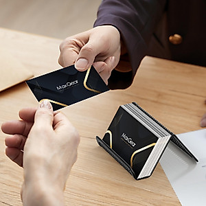 MaxGear Business Card Holder for Desk Metal Business Card Holders Mesh Business Card Holder Display Desk Business Card Stand Business Card Desk Holder with 50 Business Cards Capacity Black, 2 Pack