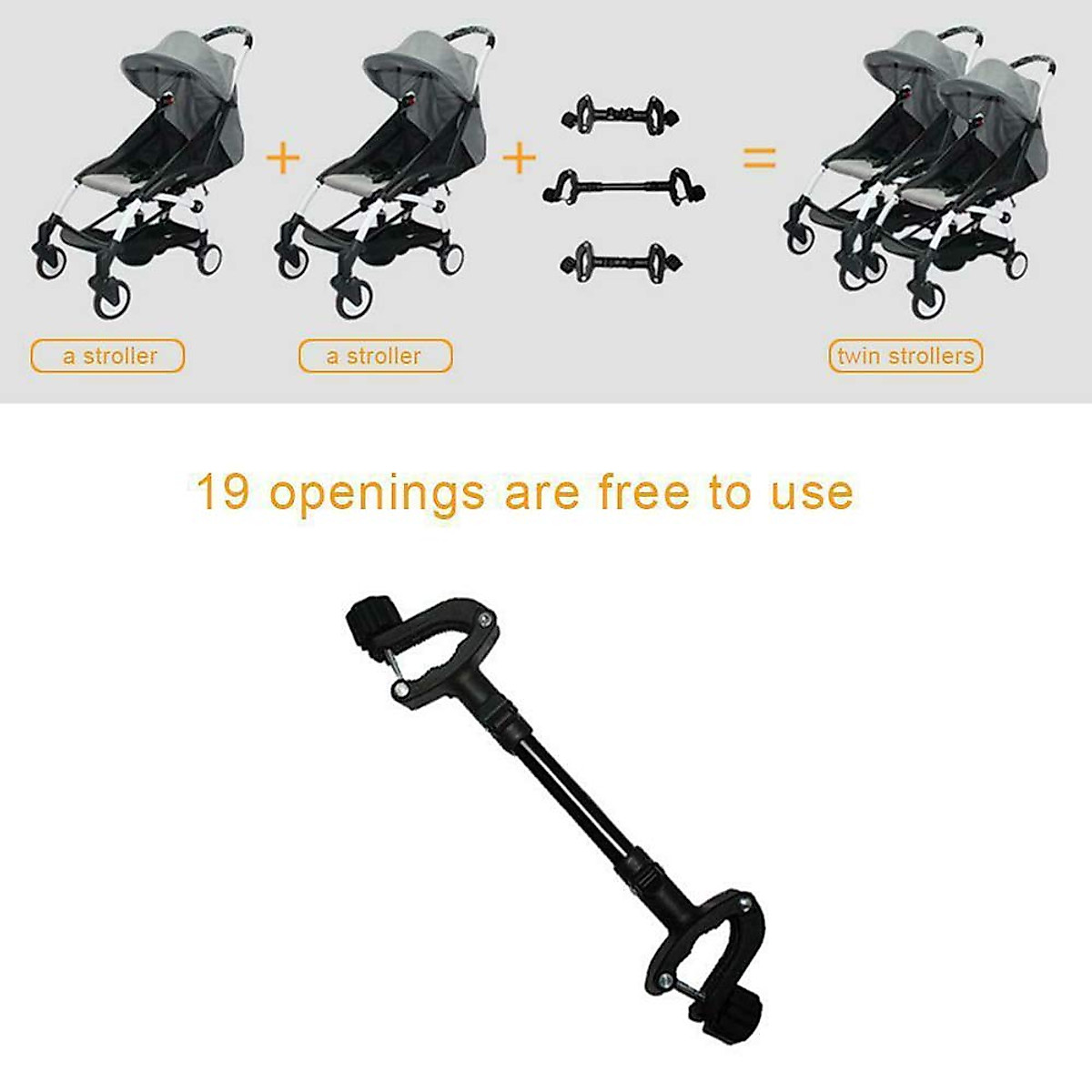 Pushchair Connectors - 3pcs Coupler Bush Portable Safety Pram Twins Stroller Connector Universal Linker