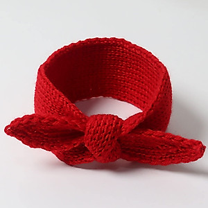 IZUS Turban Headband Baby Girl - Warm Rabbit Knot Hair Band, Knit Head Wrap for Newborn, Toddler and Children (Red + Beige)