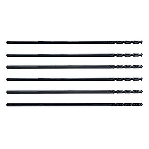 MAXTOOL 3/32"x12" 6pcs Identical Aircraft Extension Drills HSS M2 Extra Long Deep Twist Drill Bits Straight Shank Fully Ground Black; ACF02B12R06P6