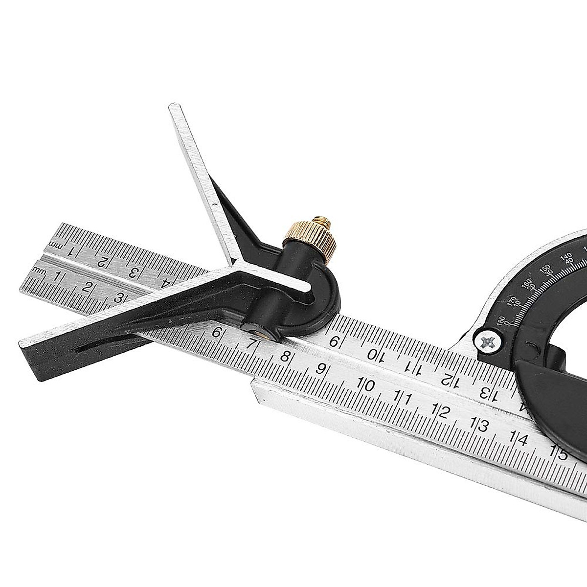 Combination Set 0 to 180° Carpentry Stainless Steel Angle Ruler Combination Tri Protractor Measure Tool