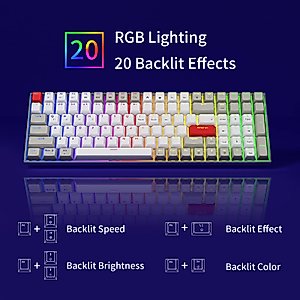 Newmen GM1000 Wireless Mechanical Gaming Keyboard,Bluetooth 5.0/2.4GHz/USB-C Hot Swappable Custom Keyboard,RGB Backlit Mechanical Keyboard for with Number Pad for Mac/Win（Gateron Blue Switches）