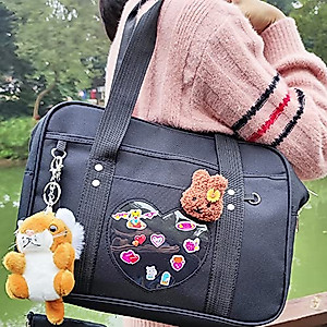 Heart Japanese school Bag & kawaii wallet Anime Sticker ITA Bag Shoulder Backpacks for college essentials laptop backpack things for teen girls trendy stuff black backpack cute kawaii school supplies