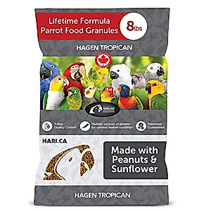 Hagen Tropican Lifetime Formula Parrot Food, 8 lb. - HARI Parrot Food with Peanuts & Sunflower Seeds and Balance Nutrition Levels