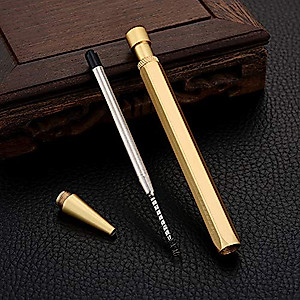 EKLOEN Solid Brass Pen, EDC Pocket Pen Signature Pen, Fine Point, Black Ink