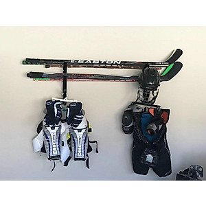 Pmsanzay Hockey Stick Rack, 4 Tier Wall Storage for Sticks,Hockey Stick Display Holder/Hanger Great for Home or Office Wall Mount - Hang Your ice Hockey Skates, Helmet, Gloves, Sticks Pads