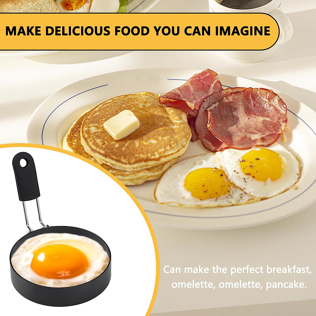 Egg rings 3 Packs Stainless Steel Egg Rings for Frying Eggs Nonstick Large Pancake Mold And Pancake Rings for Griddle (Set of 3)