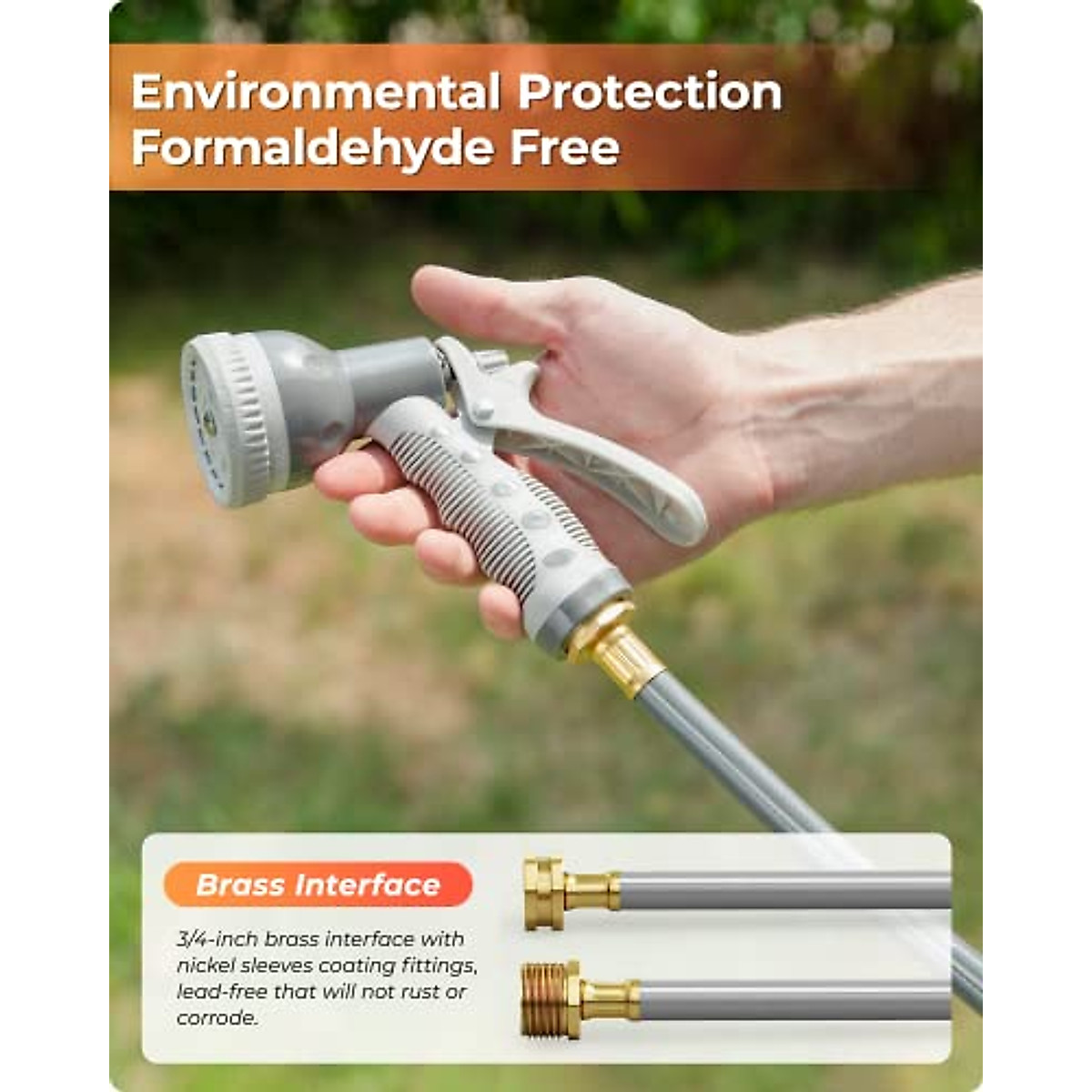 Ayleid Retractable Garden Hose Reel,1/2 in x 100 ft Wall Mounted Hose Reel, with 9- Function Sprayer Nozzle, Any Length Lock/Slow Return System/Wall Mounted/180°Swivel Bracket (Grey)